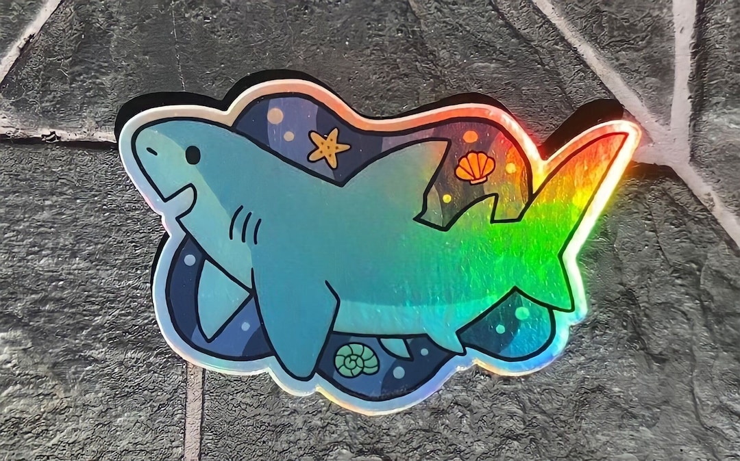 Holographic Shark 3" Sticker - Furry Animal- Durable & Weatherproof - Etsy