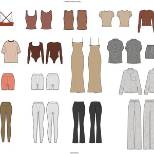 Loungewear Tech Drawing Shapewear Tech Pack Template Fashion Flat ...