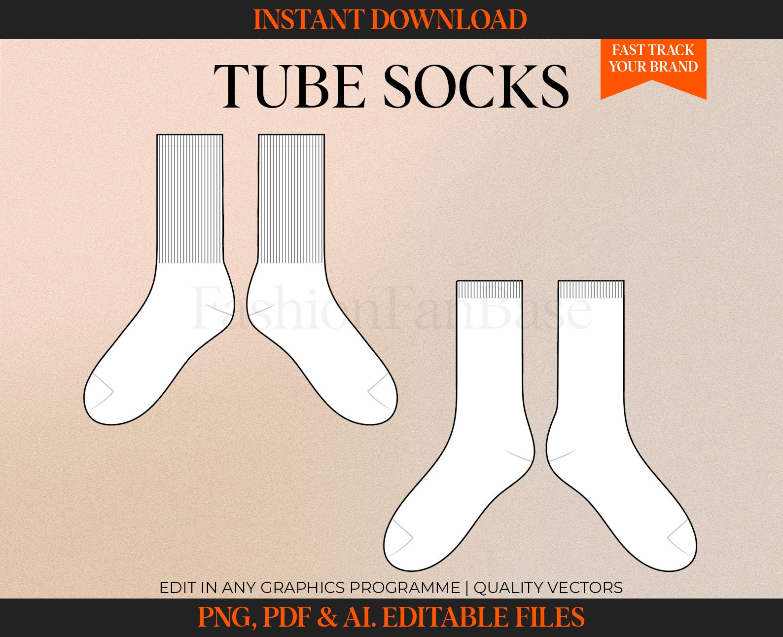 Tube Sock Tech Drawings Sock Drawing Streetwear Tech Pack Template ...