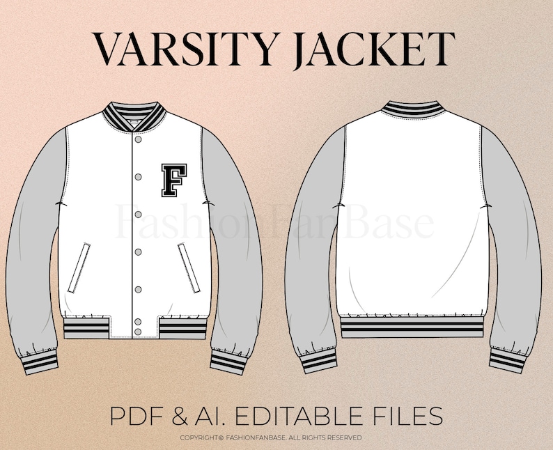 Varsity Jacket Drawing Bomber Jacket Letterman Jacket Fashion - Etsy