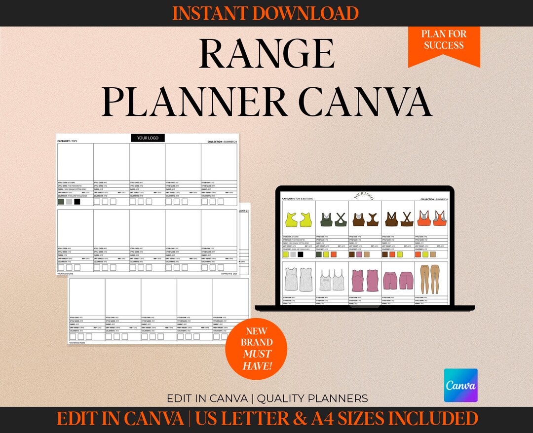 Range Planner Canva Tech Pack Template Fashion Template Hoodie Tech Pack T-shirt Streetwear ...