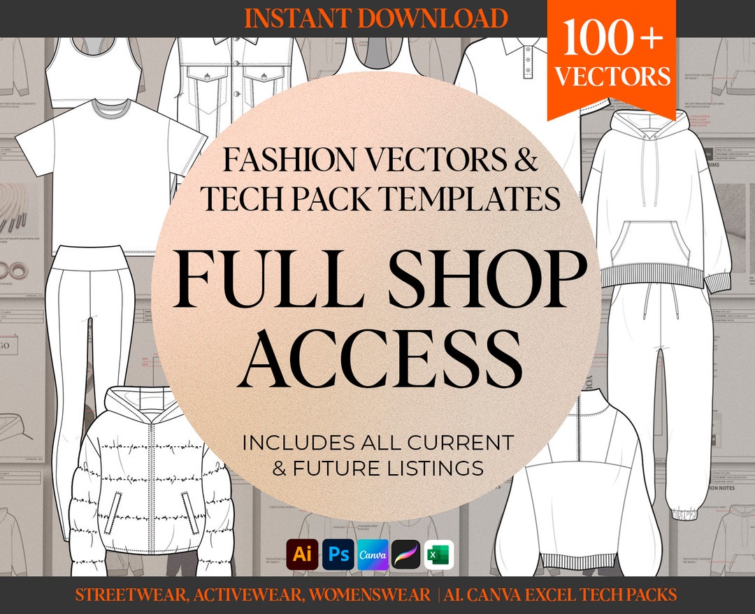 Streetwear Vector Fashion Tech Pack Template Fashion Design - Etsy
