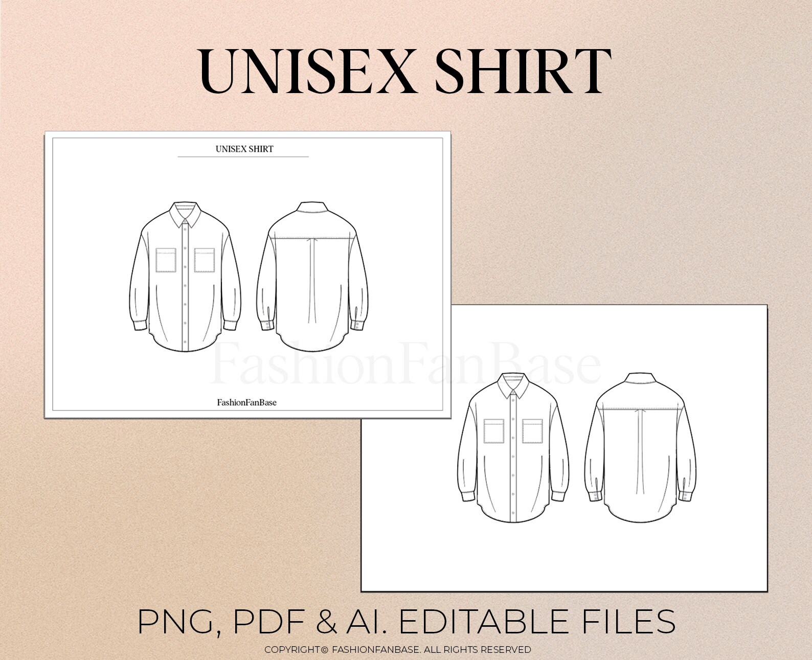 Unisex Shirt Drawing Tailored Shirt Sketch Streetwear Drawing Tech Pack ...