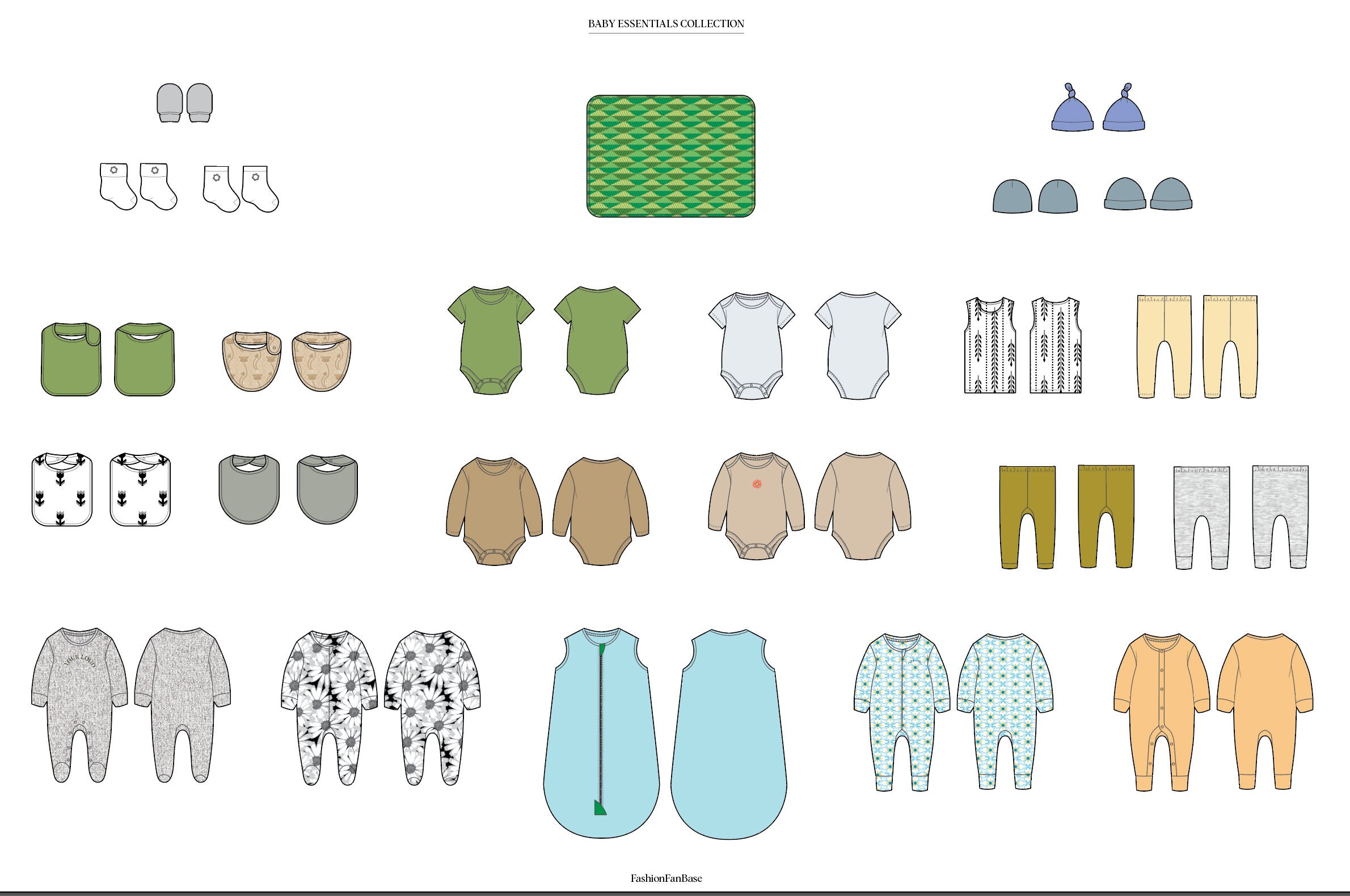 Baby Clothing Vector Mockup Infant Clothing Tech Drawing Tech Pack ...