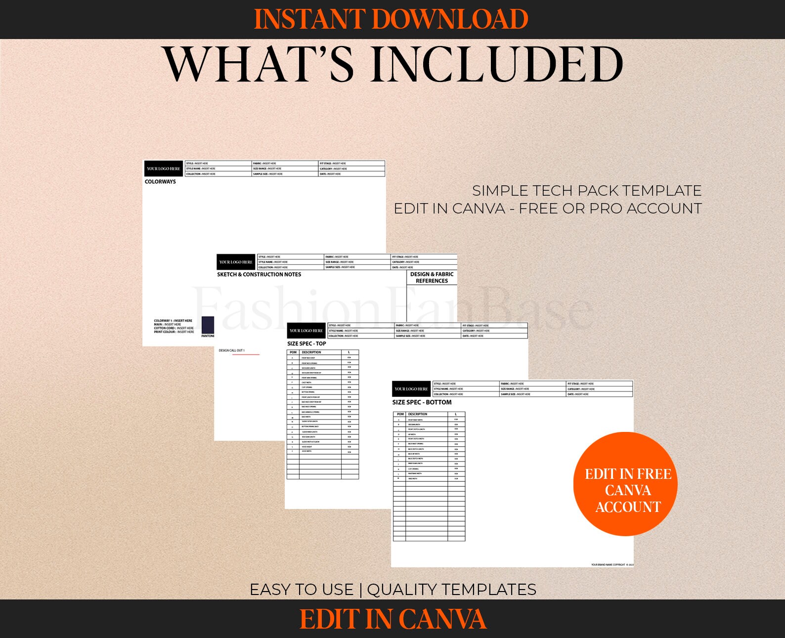 Simple Fashion Tech Pack Template Canva Tech Pack Template Canva ...