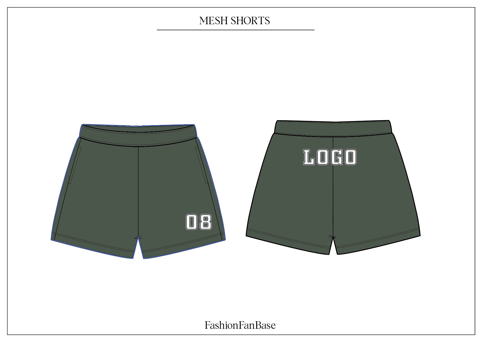 Mesh Shorts Template Shorts Tech Pack Streetwear Vector Template ...