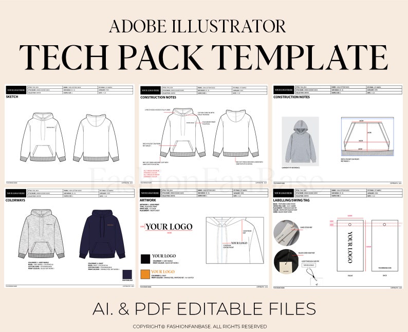 Fashion Tech Pack Template Kit Adobe Illustrator DIY Tech Pack - Etsy ...
