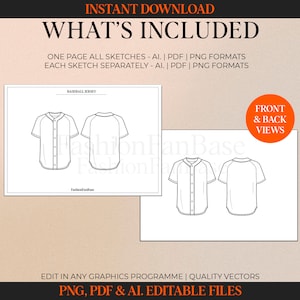 Baseball Jersey Tech Drawing Streetwear Drawing Tech Pack Template ...