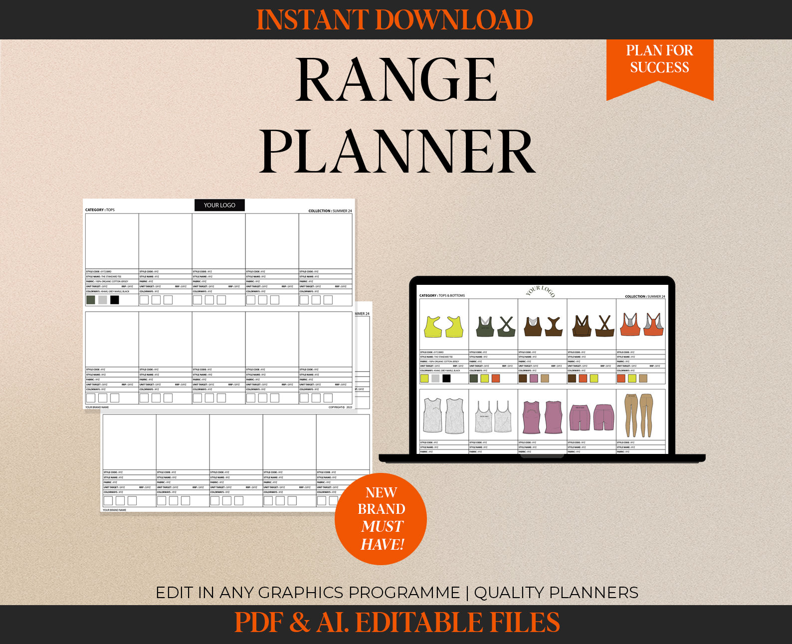 Range Planner Tech Pack Template Fashion Template Kit Hoodie Tech Pack ...