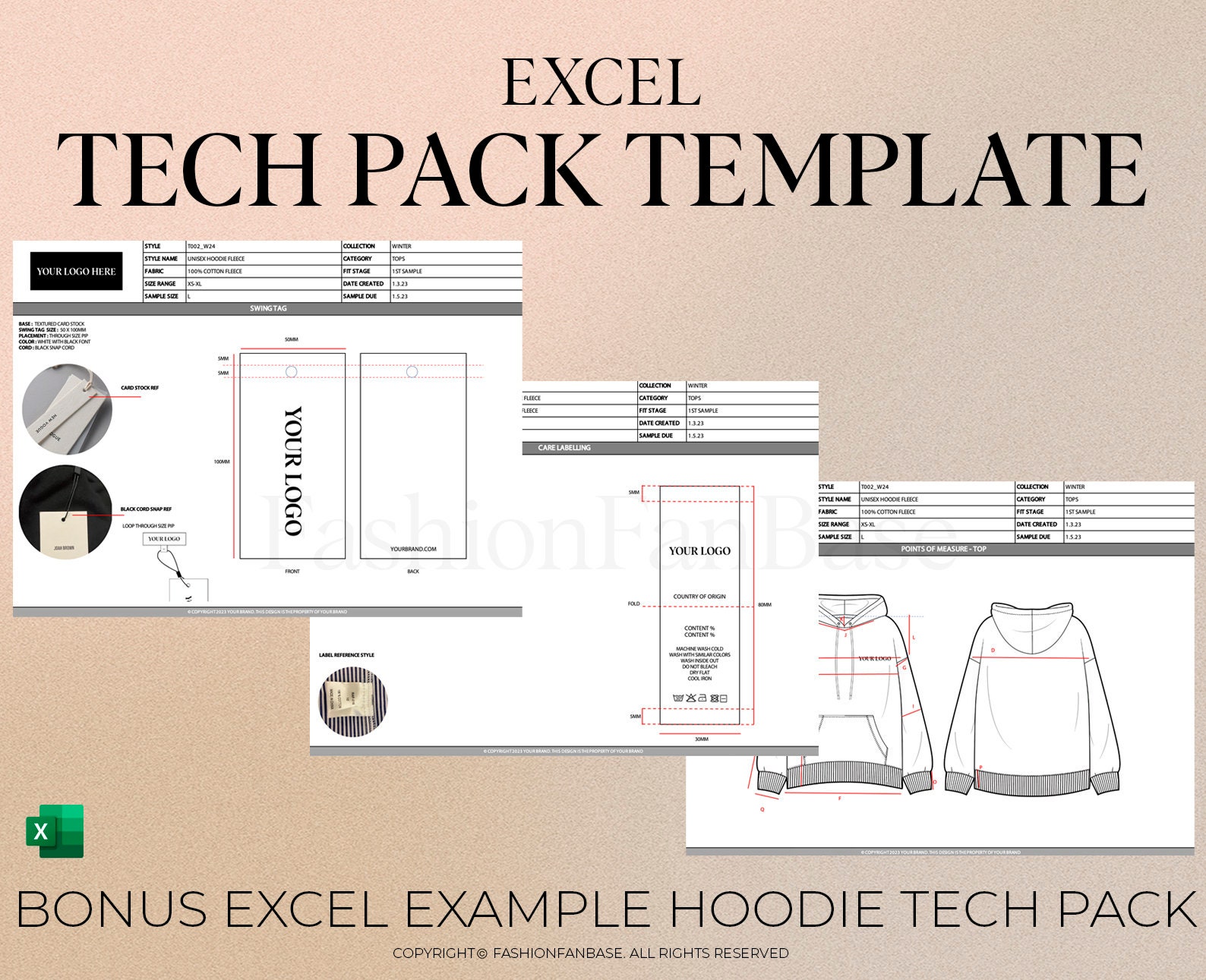 Fashion Tech Pack Template Excel 14 Page Tech Pack Excel Fashion Design ...