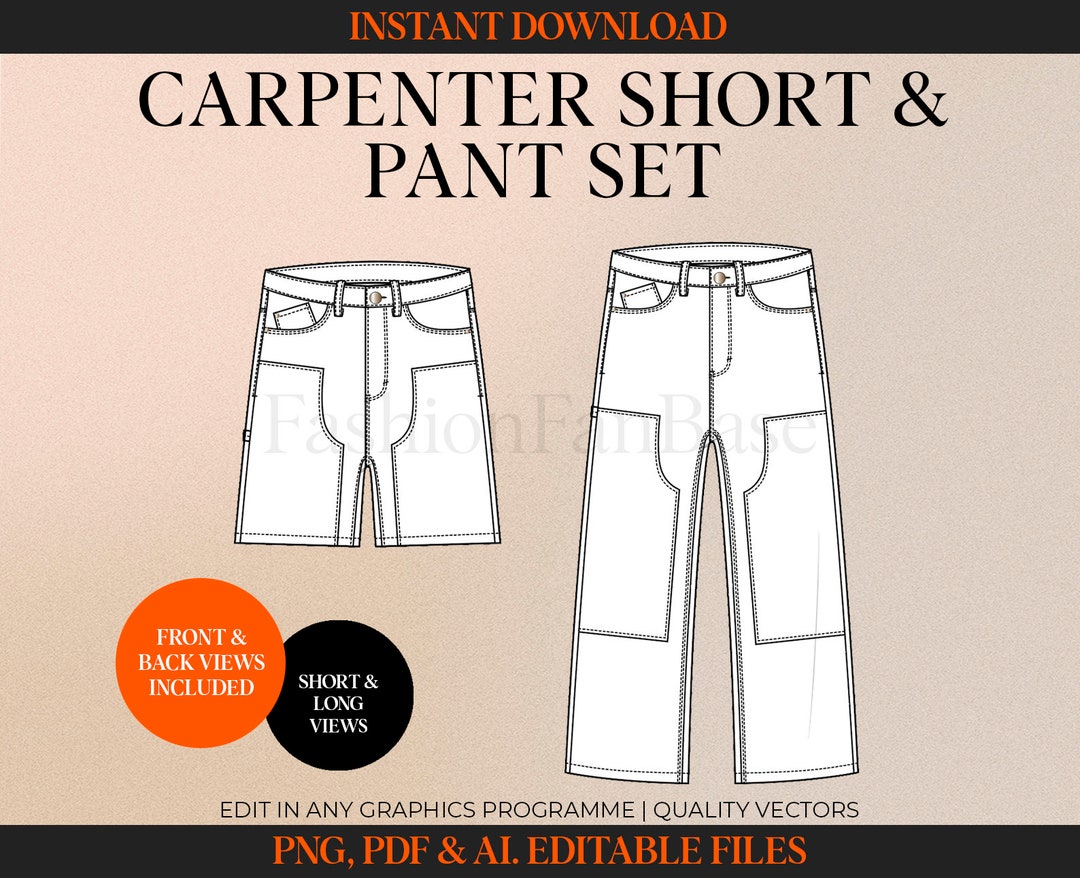 Carpenter Pants Vector Streetwear Carpenter Short Unisex Jort Drawing ...