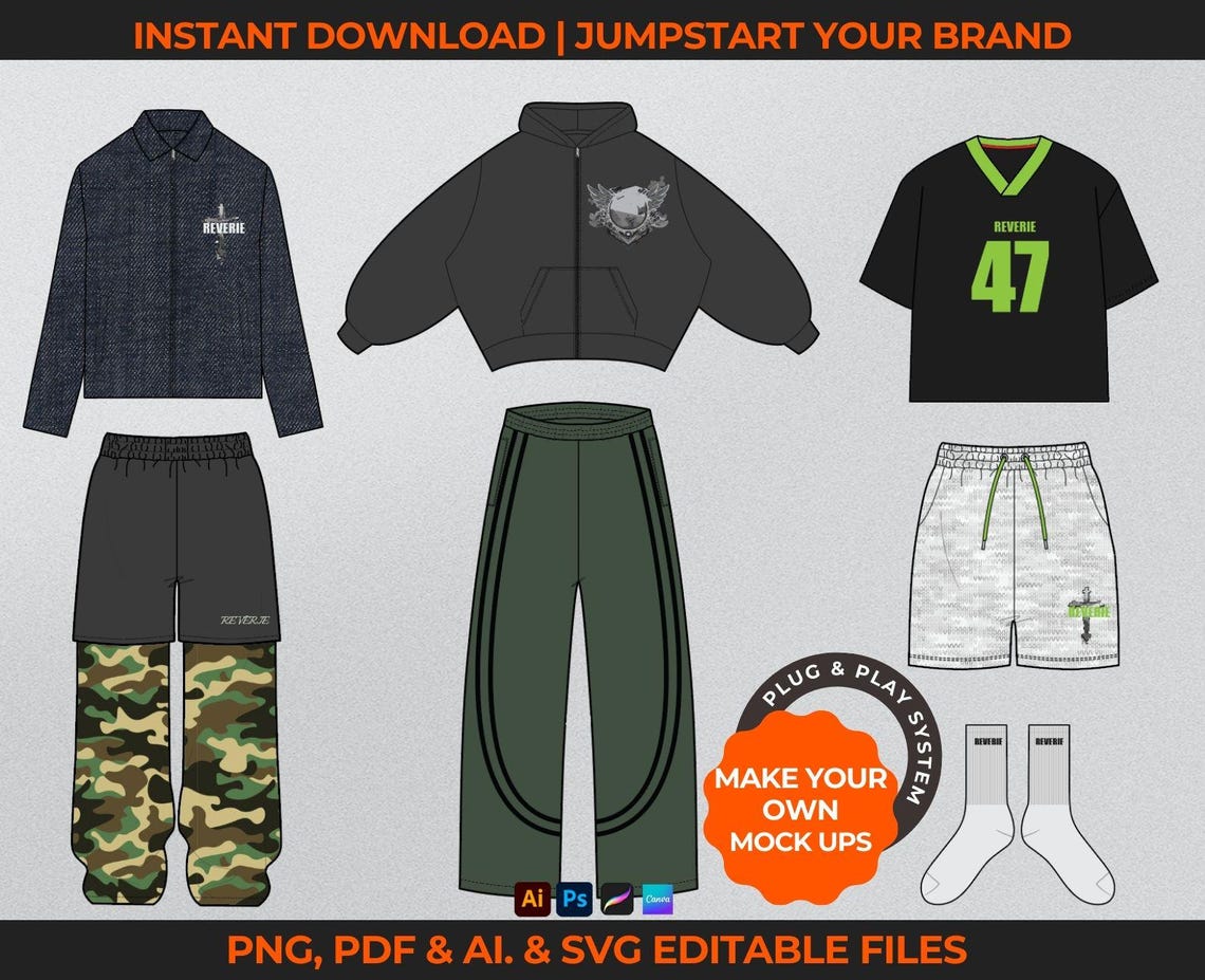 700 + Streetwear Vectors Clothing Mockups + BONUS Launch Guide Fashion ...