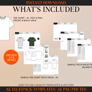 Tech Pack Template Tee Shirt Tech Pack Clothing Vector Template ...