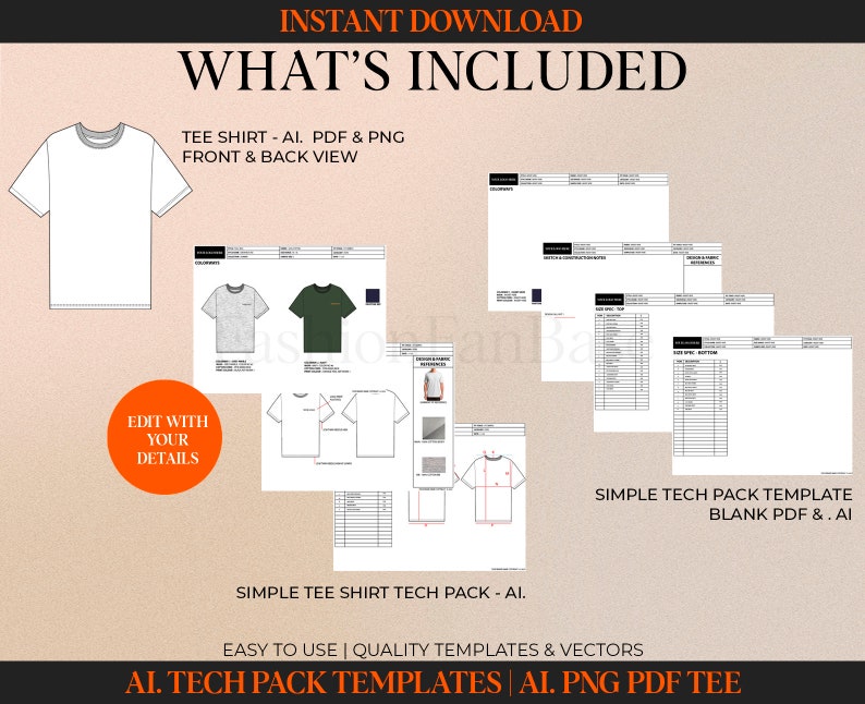 Tech Pack Template Tee Shirt Tech Pack Clothing Vector Template ...