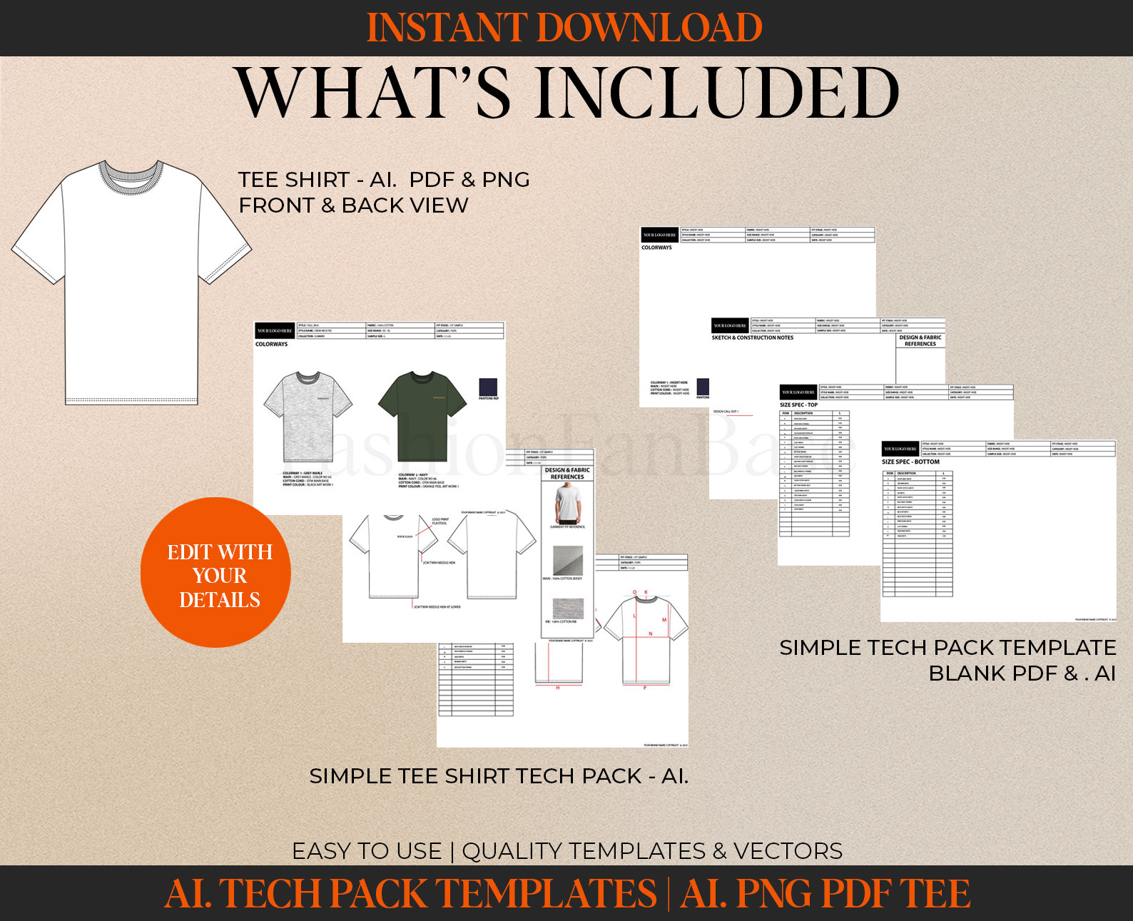 Tech Pack Template Tee Shirt Tech Pack Clothing Vector Template ...