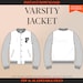 Varsity Jacket Drawing Bomber Jacket Letterman Jacket Fashion Flat ...