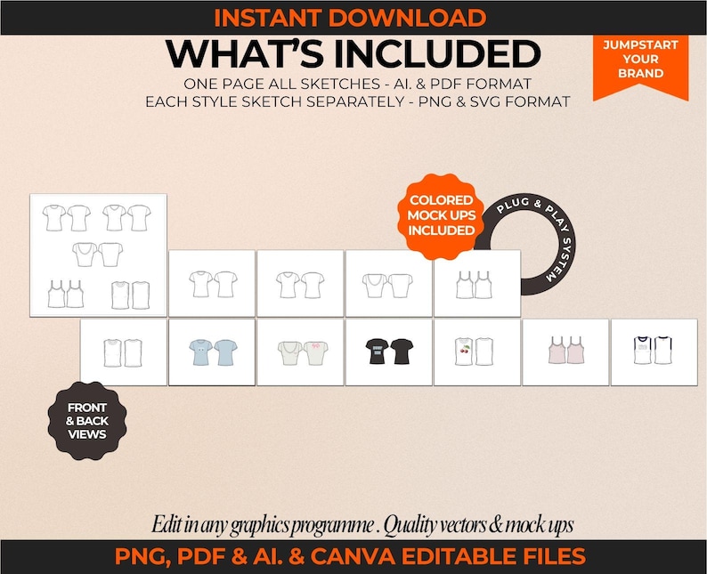 Y2K Baby Tee Mockup Streetwear Vector Fashion Flat T-shirt Tech Pack ...