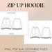 Zip up Hoodie Tech Drawing Streetwear Vector Sweater Drawing Streetwear ...
