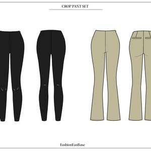 Crop Pants Vector Streetwear Tailored Pant Drawing Fashion Flat Tech ...
