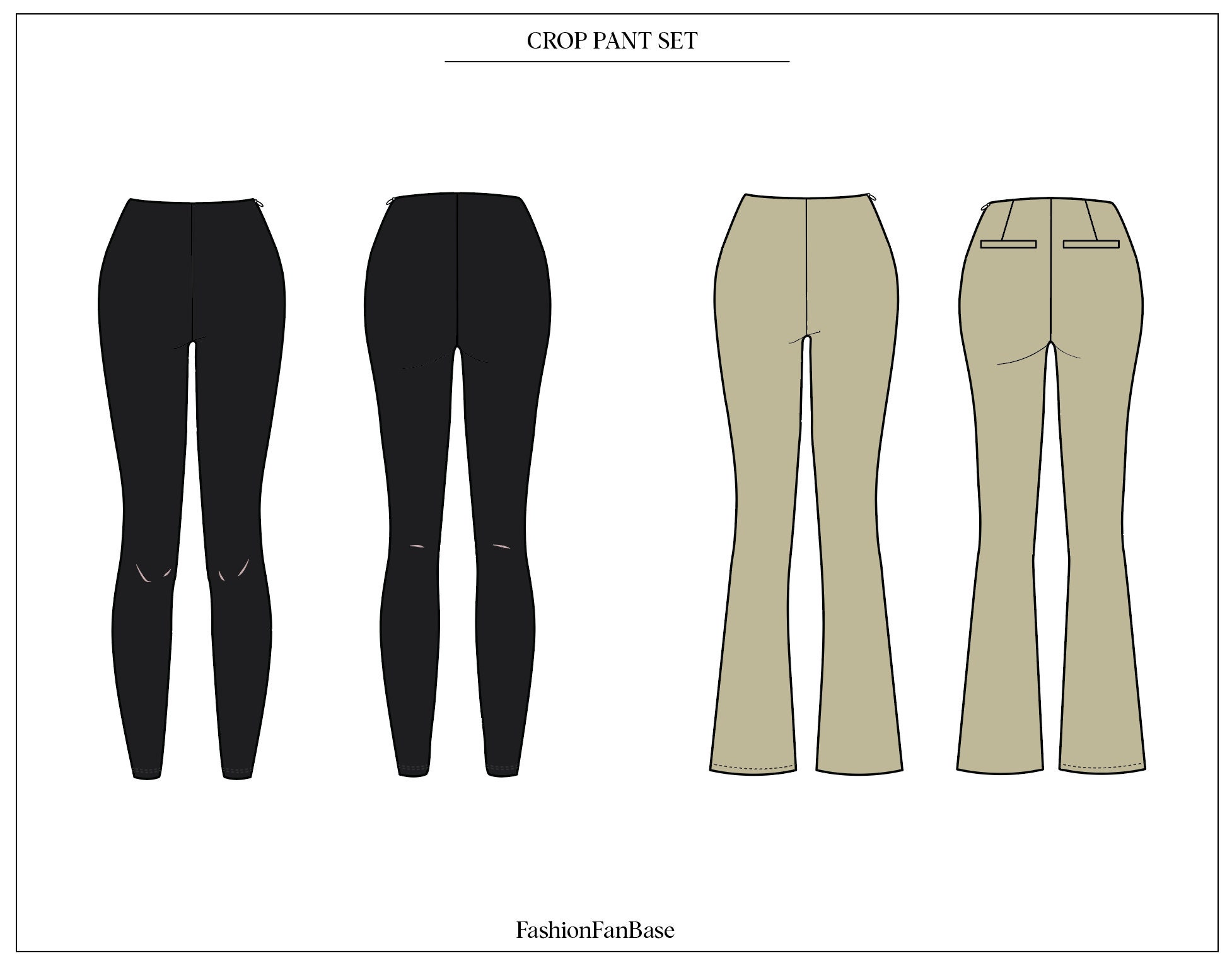 Crop Pants Vector Streetwear Tailored Pant Drawing Fashion Flat Tech ...