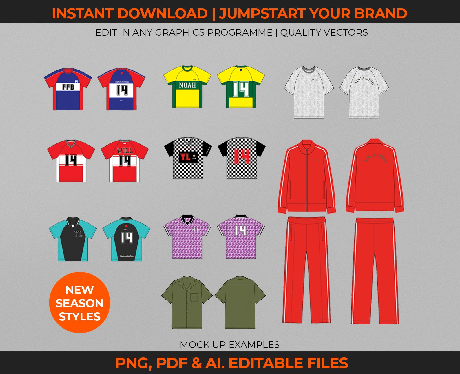 Streetwear Vector Mega Mockup Pack Fashion Tech Pack Template Clothing ...