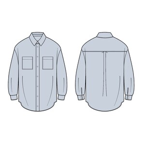 Unisex Shirt Drawing Tailored Shirt Sketch Streetwear Drawing Tech Pack ...