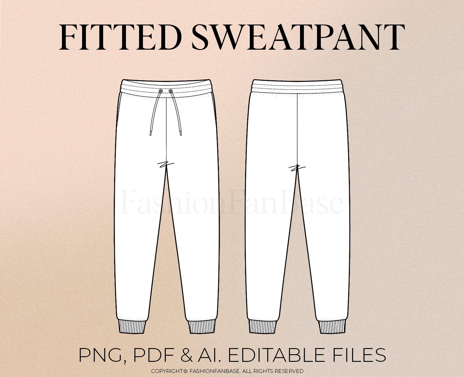 Fitted Sweatpant Drawing Streetwear Vector Jogger Sketch Streetwear ...