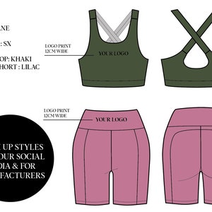 Activewear Streetwear Vector Mockup Fashion Tech Pack Template Clothing ...