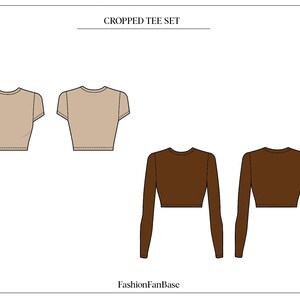 Cropped Tee Streetwear Vector Mockup Fashion Tech Pack Template ...