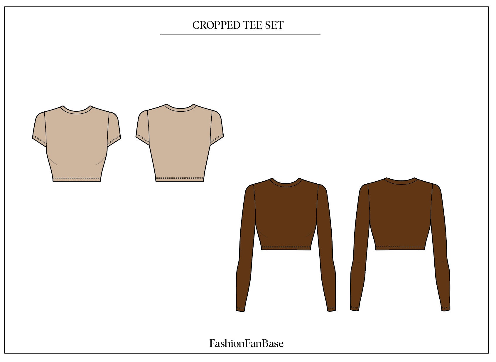 Cropped Tee Streetwear Vector Mockup Fashion Tech Pack Template ...