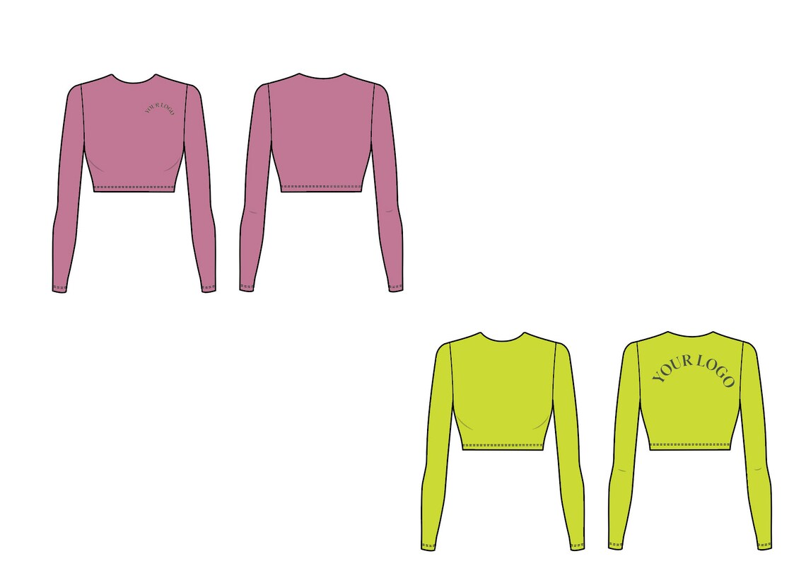 Cropped Tee Streetwear Vector Mockup Fashion Tech Pack Template ...