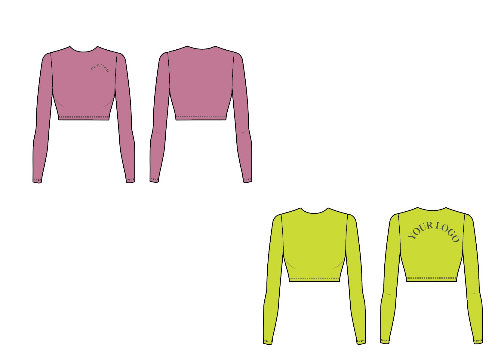 Cropped Tee Streetwear Vector Mockup Fashion Tech Pack Template ...