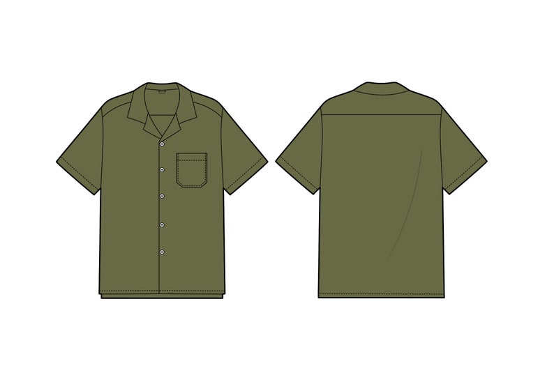 Short Sleeve Shirt Drawing Button Through Shirt Sketch Streetwear ...