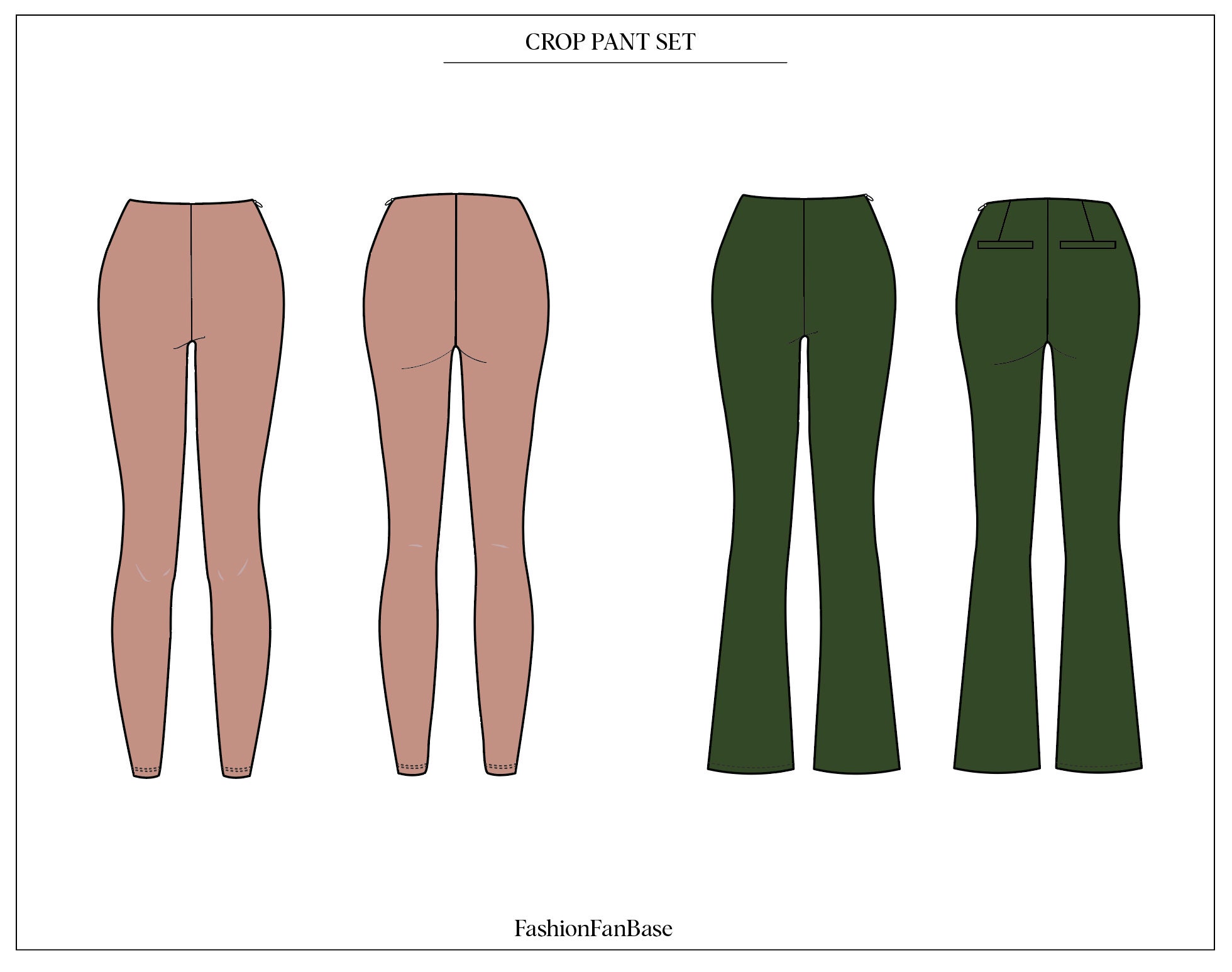 Crop Pants Vector Streetwear Tailored Pant Drawing Fashion Flat Tech ...
