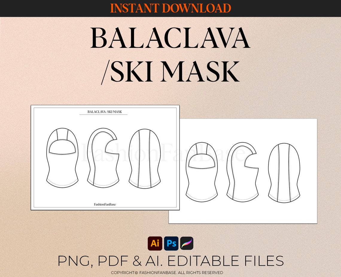 Balaclava Drawing Ski Mask Sketch Drawing Streetwear Tech Pack Template ...