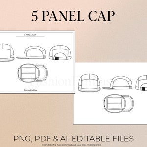 5 Panel Cap Tech Drawings Hat Drawing Streetwear Tech Pack Template ...