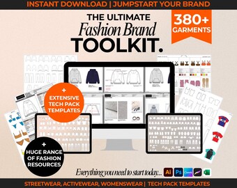 Streetwear Vector Fashion Tech Pack Template Fashion Design Template ...