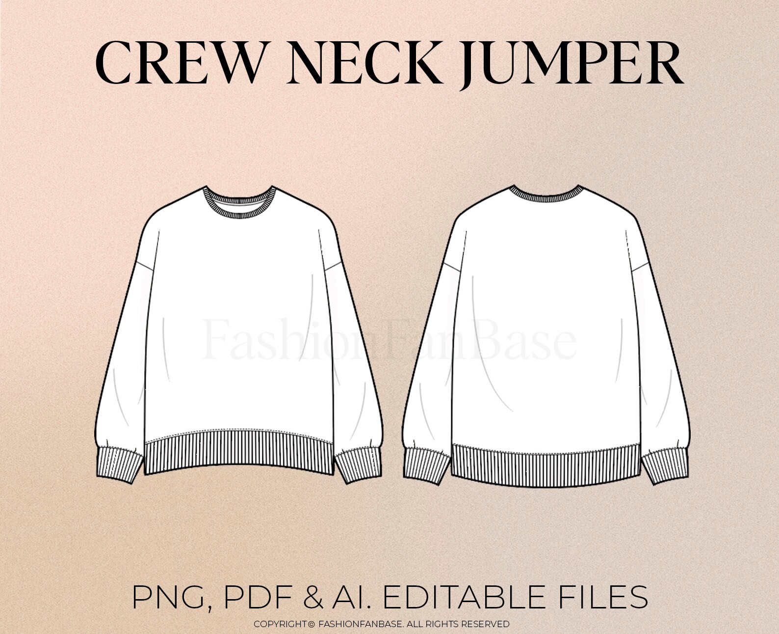 Crew Neck Jumper Tech Drawing Streetwear Vector Sweater Drawing ...