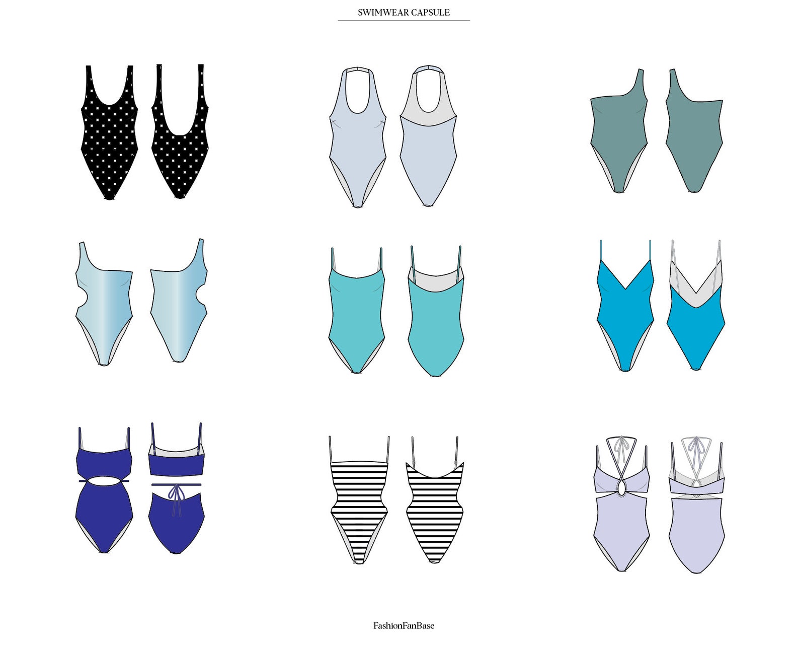 Swimwear Vectors Bathers Drawings Fashion Design Template Tech Pack ...