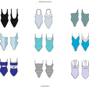 Swimwear Vectors Bathers Drawings Fashion Design Template Tech Pack ...