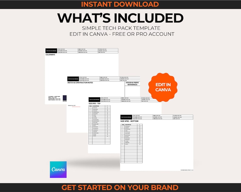 Simple Fashion Tech Pack Template Canva Tech Pack Template Canva ...