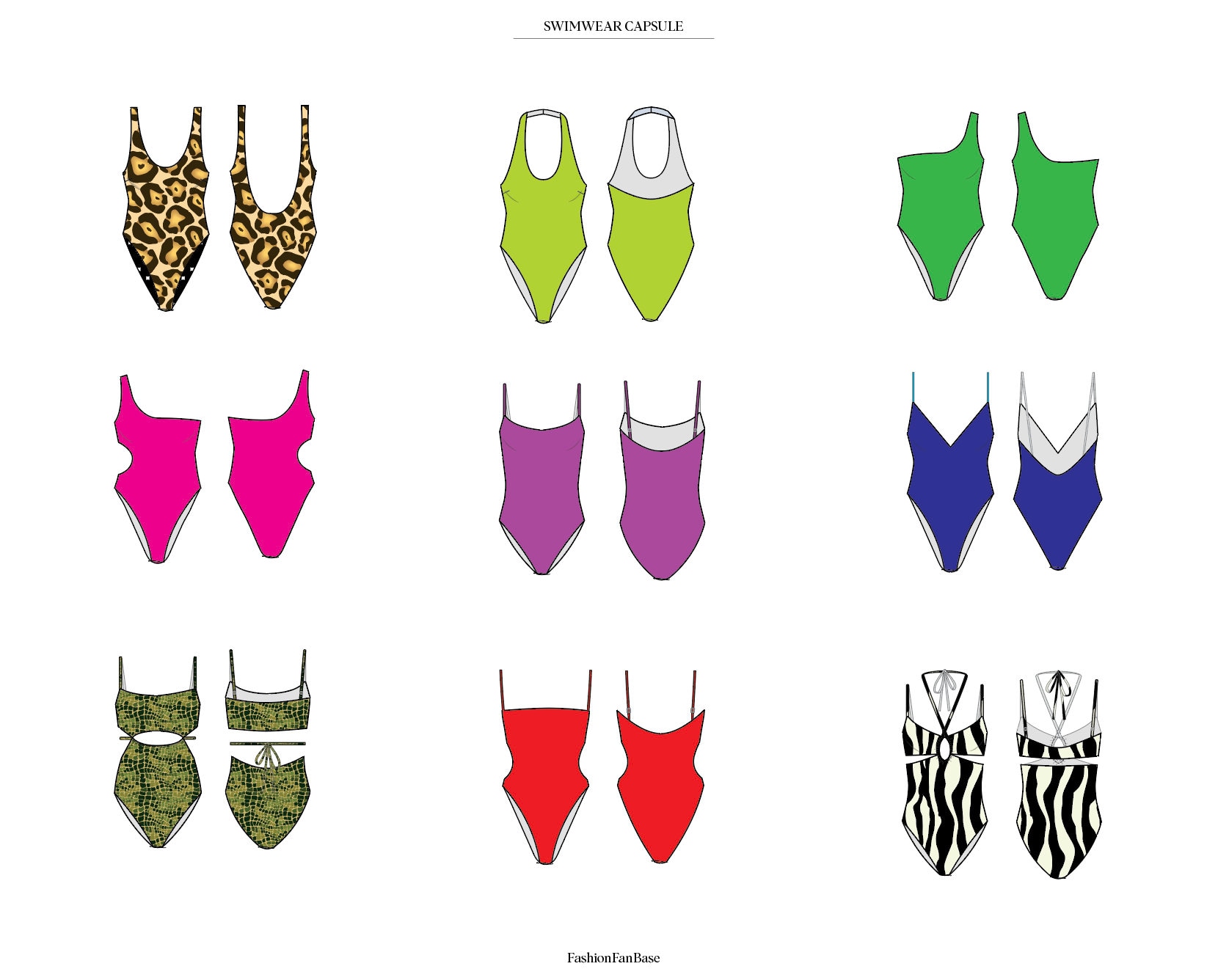 Swimwear Vectors Bathers Drawings Fashion Design Template Tech Pack ...