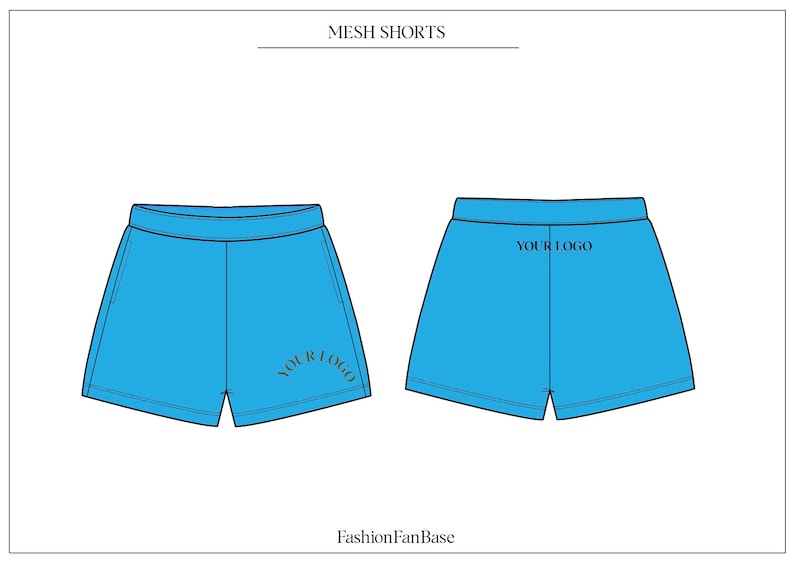 Mesh Shorts Template Shorts Tech Pack Streetwear Vector Template ...