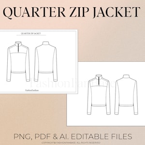 Quarter Zip Jacket Tech Drawing Sweater Drawing Streetwear Tech Pack ...