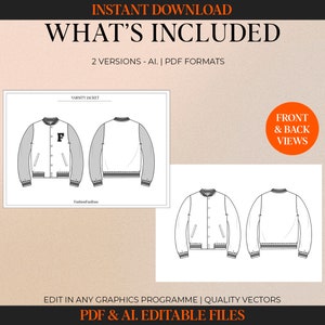 Varsity Jacket Drawing Bomber Jacket Letterman Jacket Fashion Flat ...