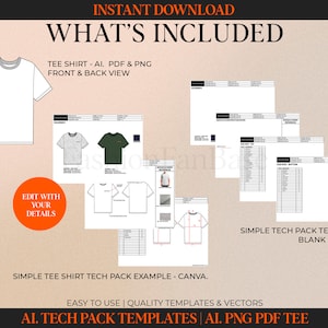Tech Pack Template Tee Shirt Tech Pack Clothing Vector Template ...