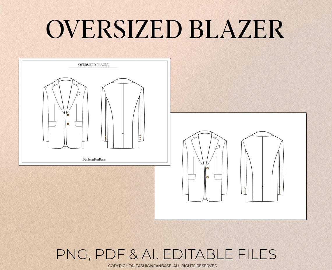 Oversized Blazer Drawing Unisex Jacket Sketch Streetwear Drawing Tech ...