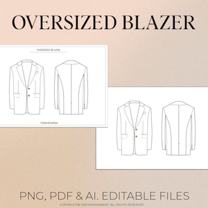 Oversized Blazer Drawing Unisex Jacket Sketch Streetwear Drawing Tech ...