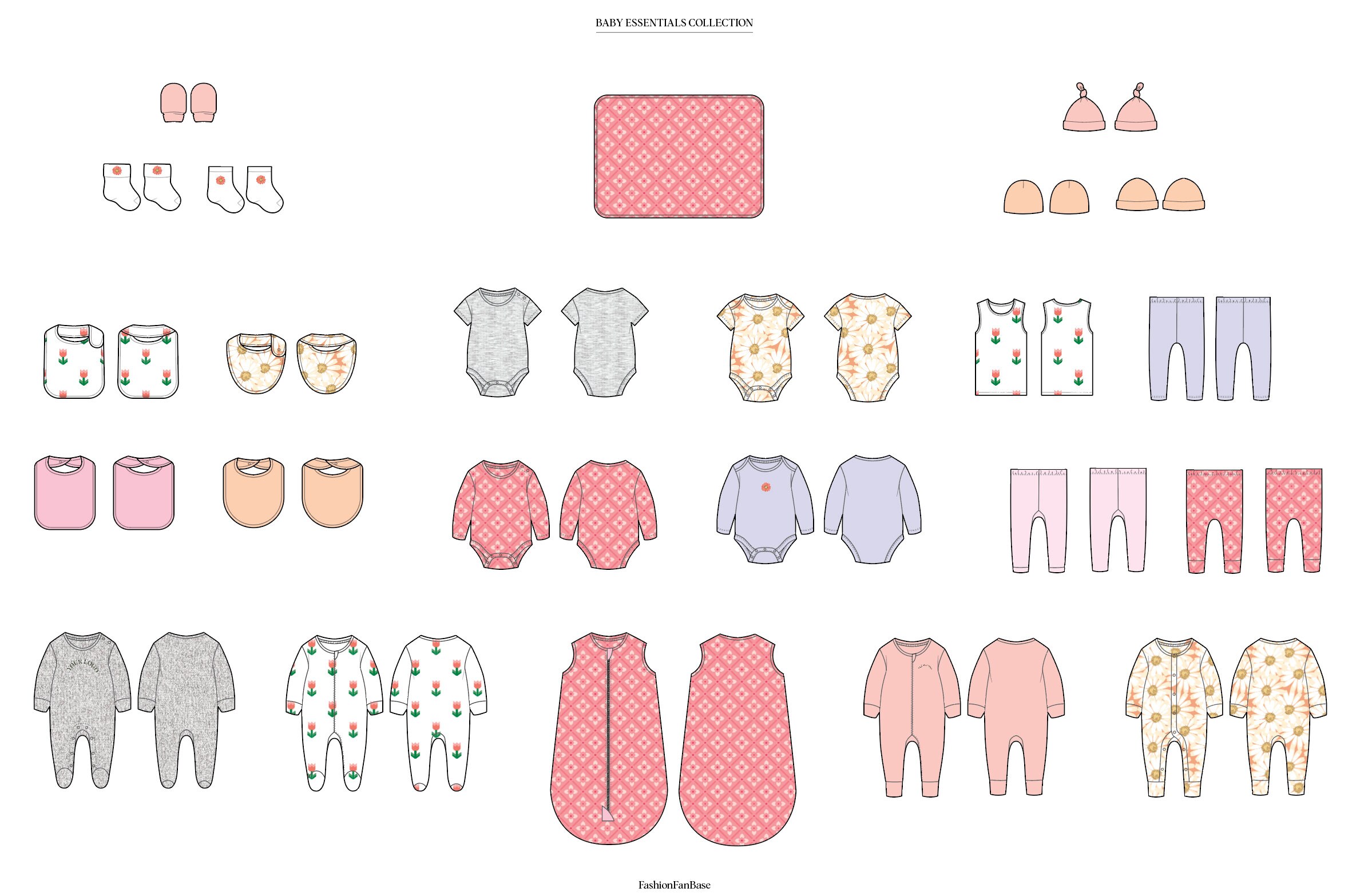 Baby Clothing Vector Mockup Infant Clothing Tech Drawing Tech Pack ...