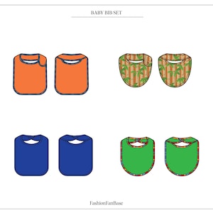 Baby Bib Vector Mockup Infant Bib Tech Drawing Tech Pack Template ...